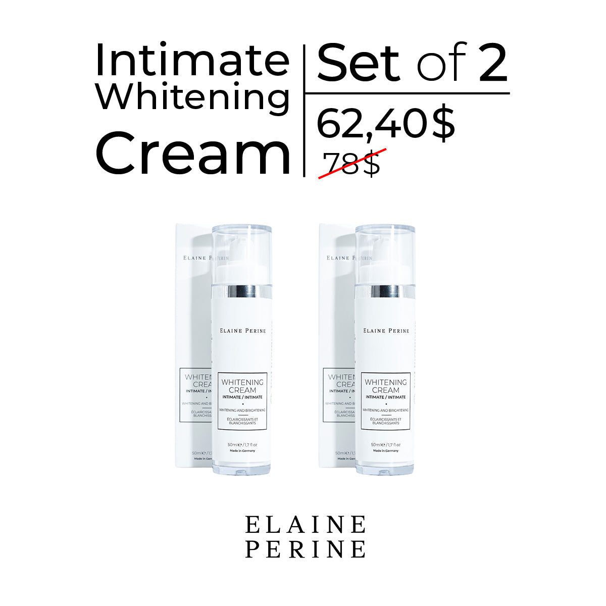 Intimate whitening cream for the vagina, anus, nipples 2x50ml – ELAINE ...